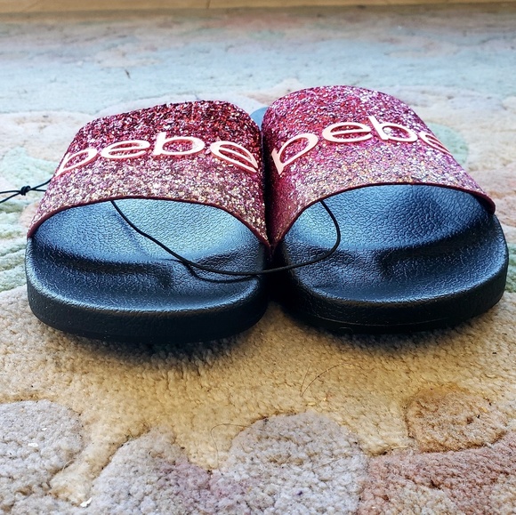 bebe | Shoes | Bebe Pink Ombre Glitter Fraida Sandals Slides | Poshmark
